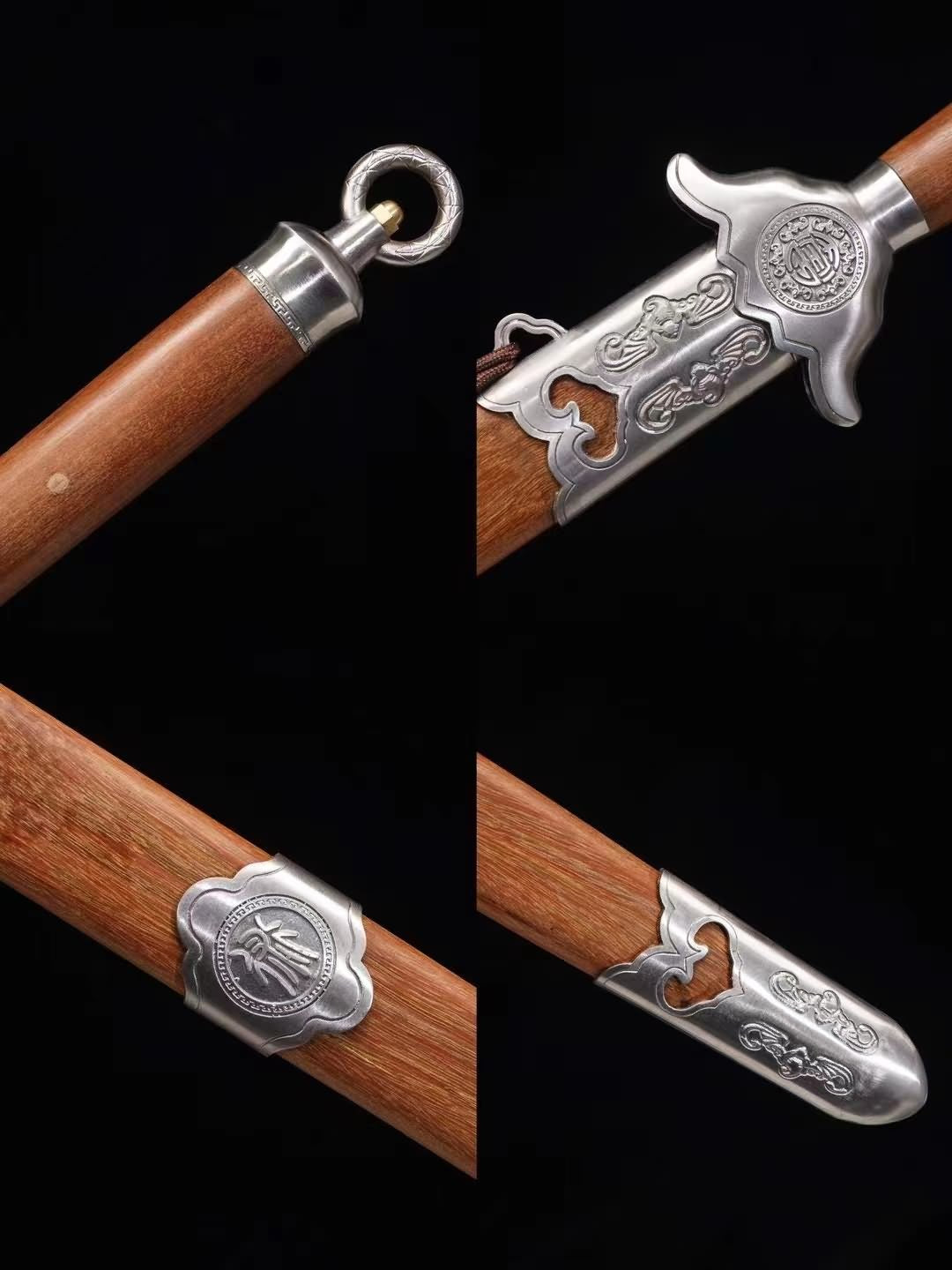 LOONGSWORD Chinese Two-Handed Sword Real(Forged Damascus Steel Blade ...