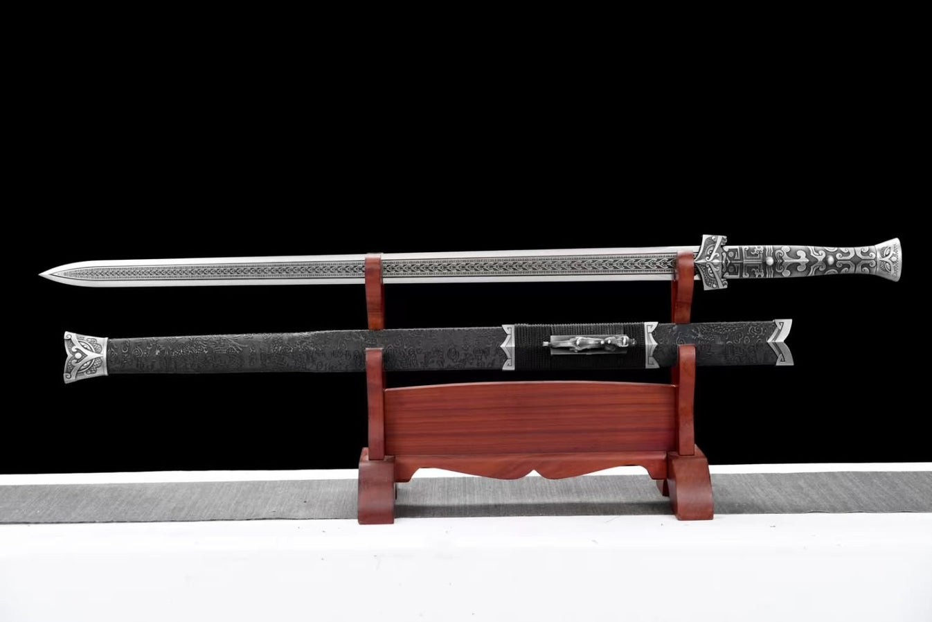 LOONGSWORD High Manganese Steel Etched Blade, Solid Wood scabbard ...
