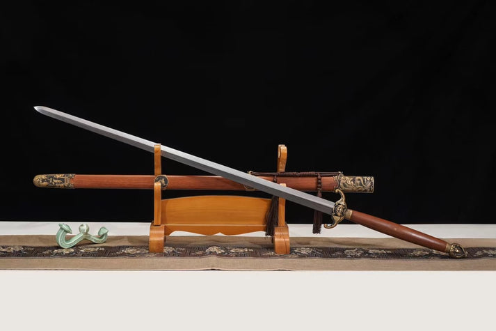 Dragon and Tiger Two-Handed Sword-Hand Forged Damascus Steel Blade ...