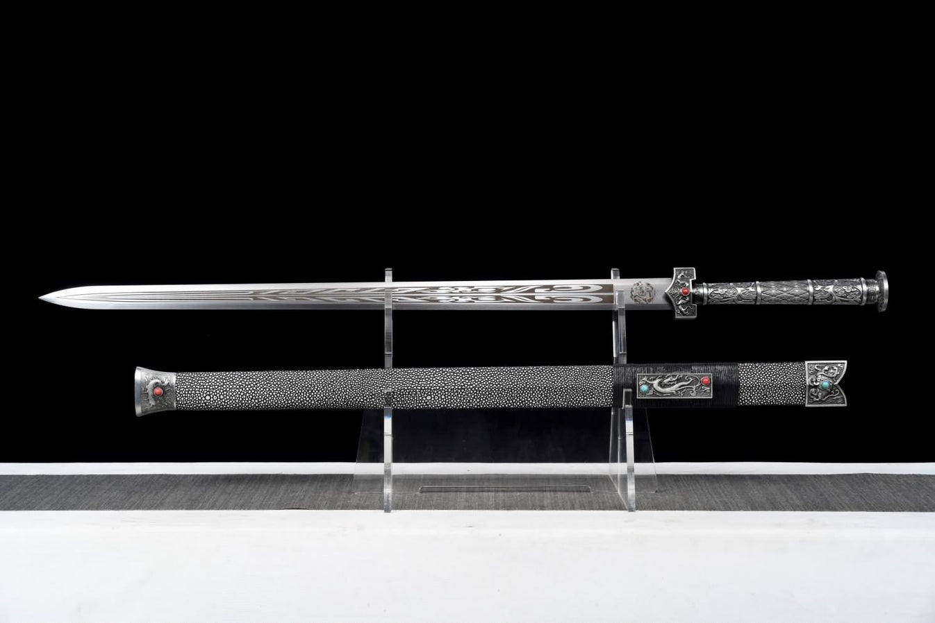 Han jian,Chinese Swords Real,Forged Blade,Artificial Skin Scabbard ...