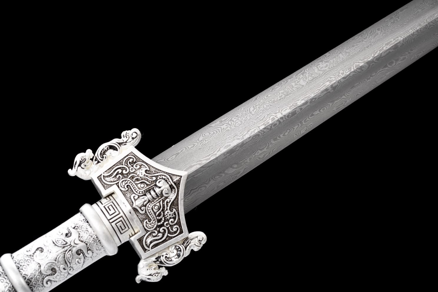 Chinese Swords Han jian Sword Real,Hand Forged Damascus Blades,Black ...