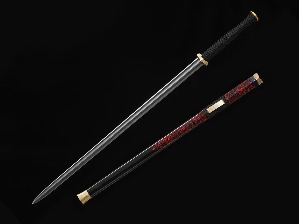LOONGSWORD Chinese Han jian Sword - Forged Damascus Steel Blade ...