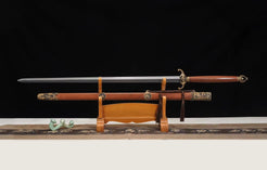 Dragon and Tiger Two-Handed Sword-Hand Forged Damascus Steel Blade ...