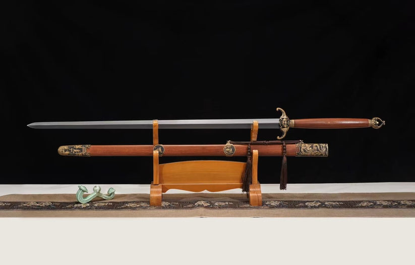 Dragon and Tiger Two-Handed Sword-Hand Forged Damascus Steel Blade ...