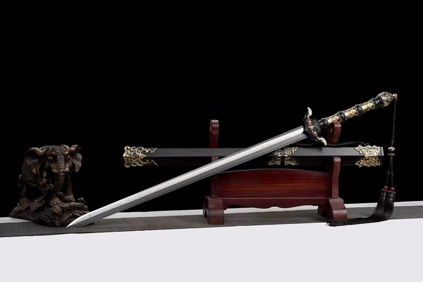 Hand-Forged Chinese Han Jian Sword Damascus steel Blade Alloy fittings ...
