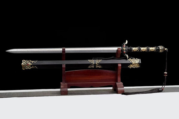 Hand-Forged Chinese Han Jian Sword Damascus steel Blade Alloy fittings ...