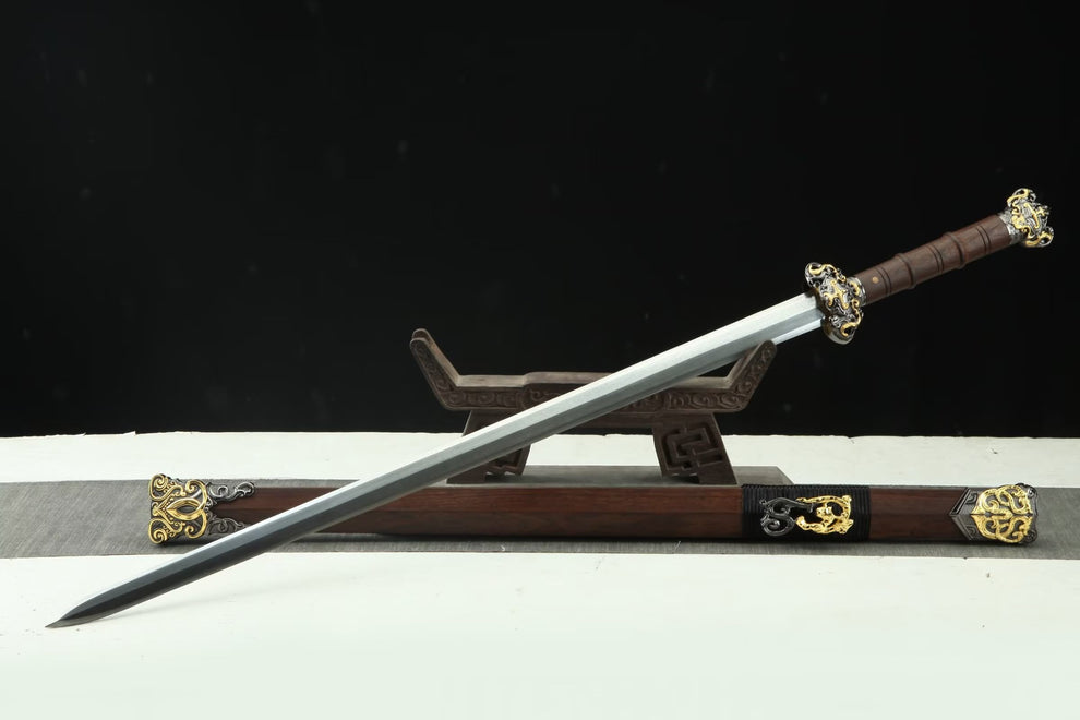 Dragon Han Jian | Folded Pattern Steel Chinese Sword with Eight-Sided ...