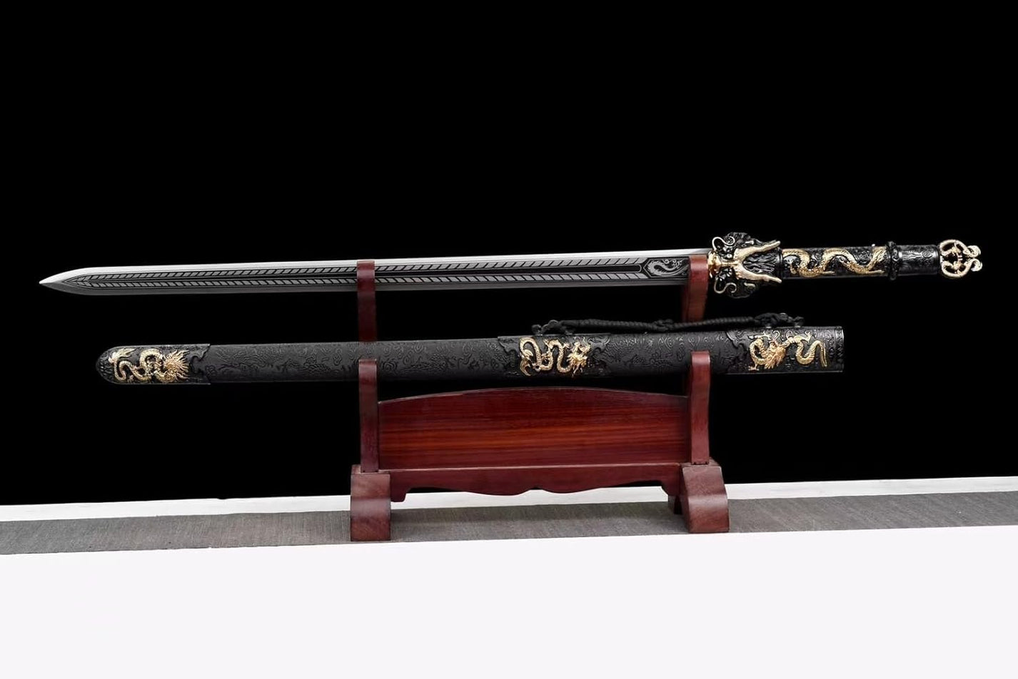 Dragon King Sword,Forged High Manganese Steel Blade,Double-Edged with ...