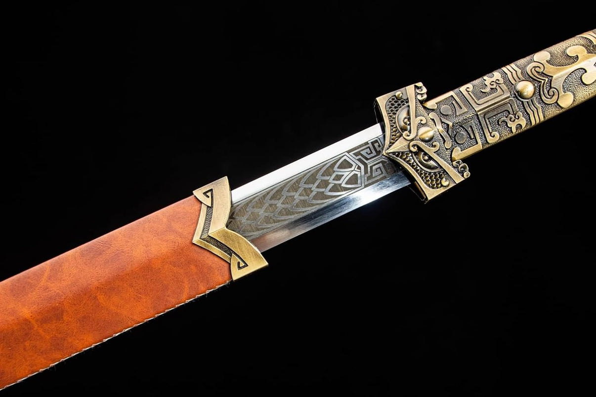 Authentic Han Jian Sword with High Carbon Steel Etched Blade – Chinese ...