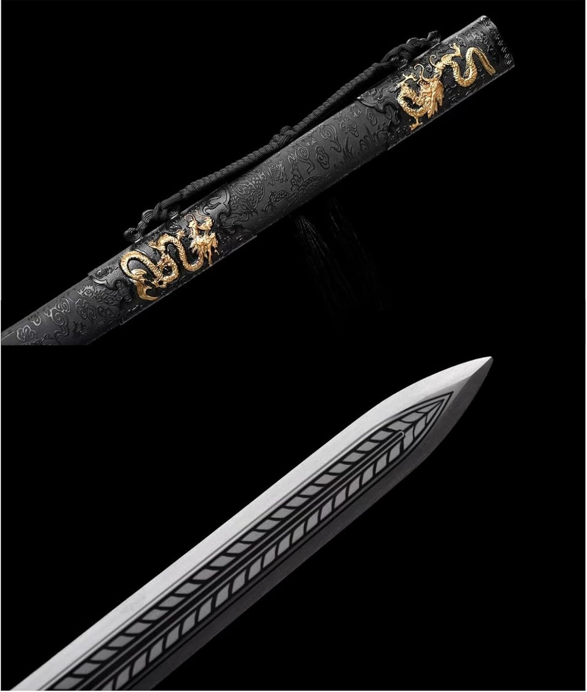 Dragon King Sword,Forged High Manganese Steel Blade,Double-Edged with ...