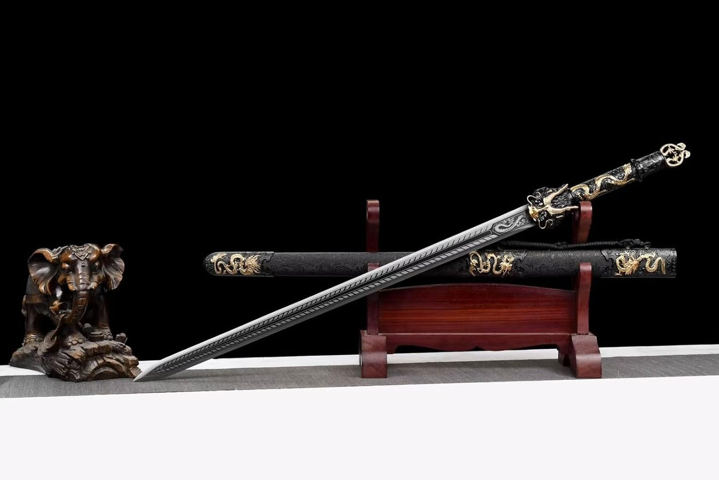 Dragon King Sword,Forged High Manganese Steel Blade,Double-Edged with ...