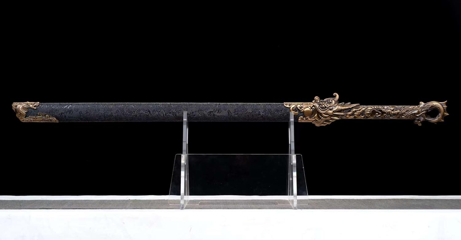 Hand-Forged Tang Dao Sword - 43" Heat-Treated Steel with Dragon Motifs ...