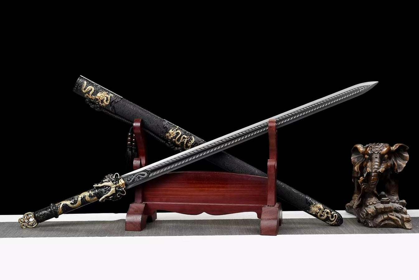 Dragon King Sword,Forged High Manganese Steel Blade,Double-Edged with ...