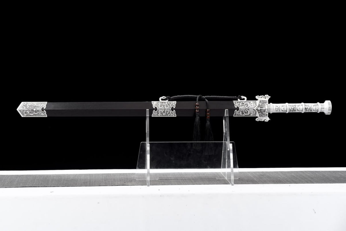 Chinese Swords Han jian Sword Real,Hand Forged Damascus Blades,Black ...