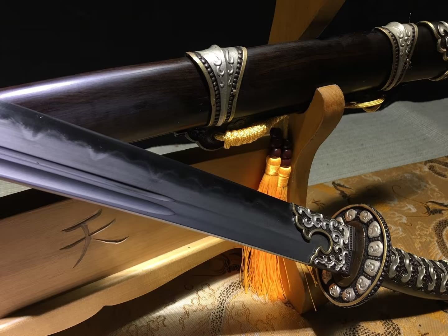 Premium Chinese Qing Dao Sword - Uz Steel Blade, Ebony Scabbard ...