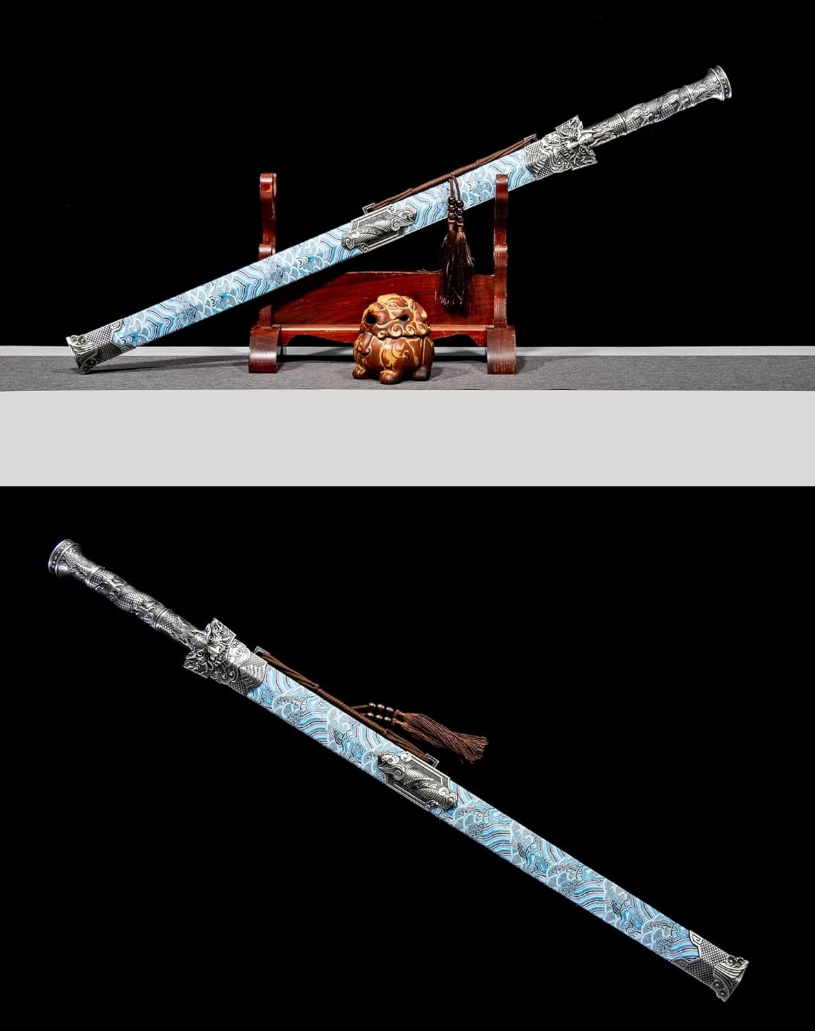 Forged Han Jian Sword–Blue-Etched High carbon Steel Blade, Wooden ...