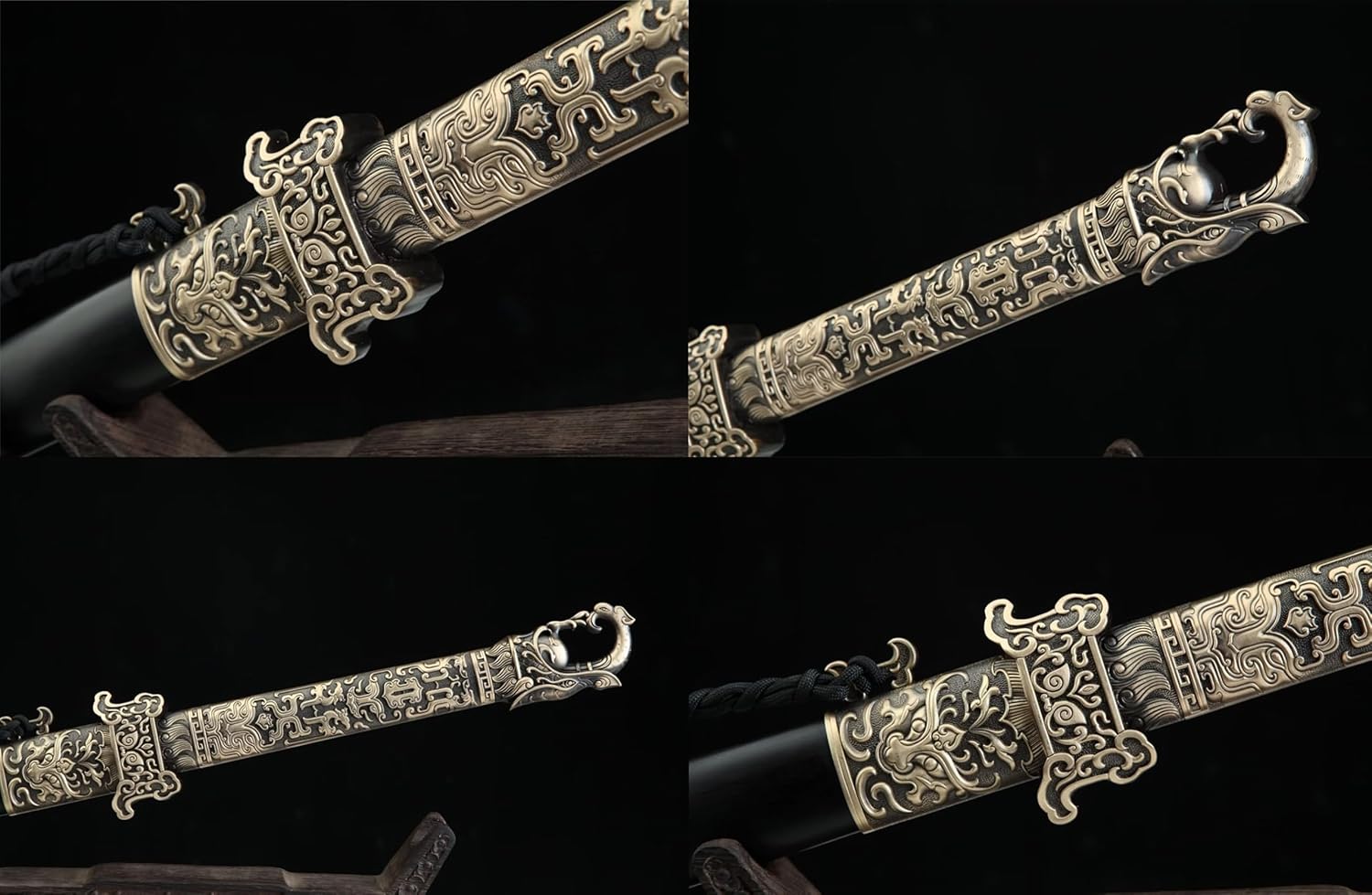 LOONGSWORD Chinese Tang Jian Sword – 43" Hand-Forged Damascus Steel B ...