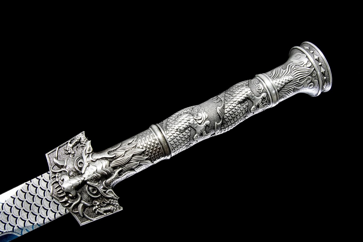 Forged Han Jian Sword–Blue-Etched High carbon Steel Blade, Wooden ...