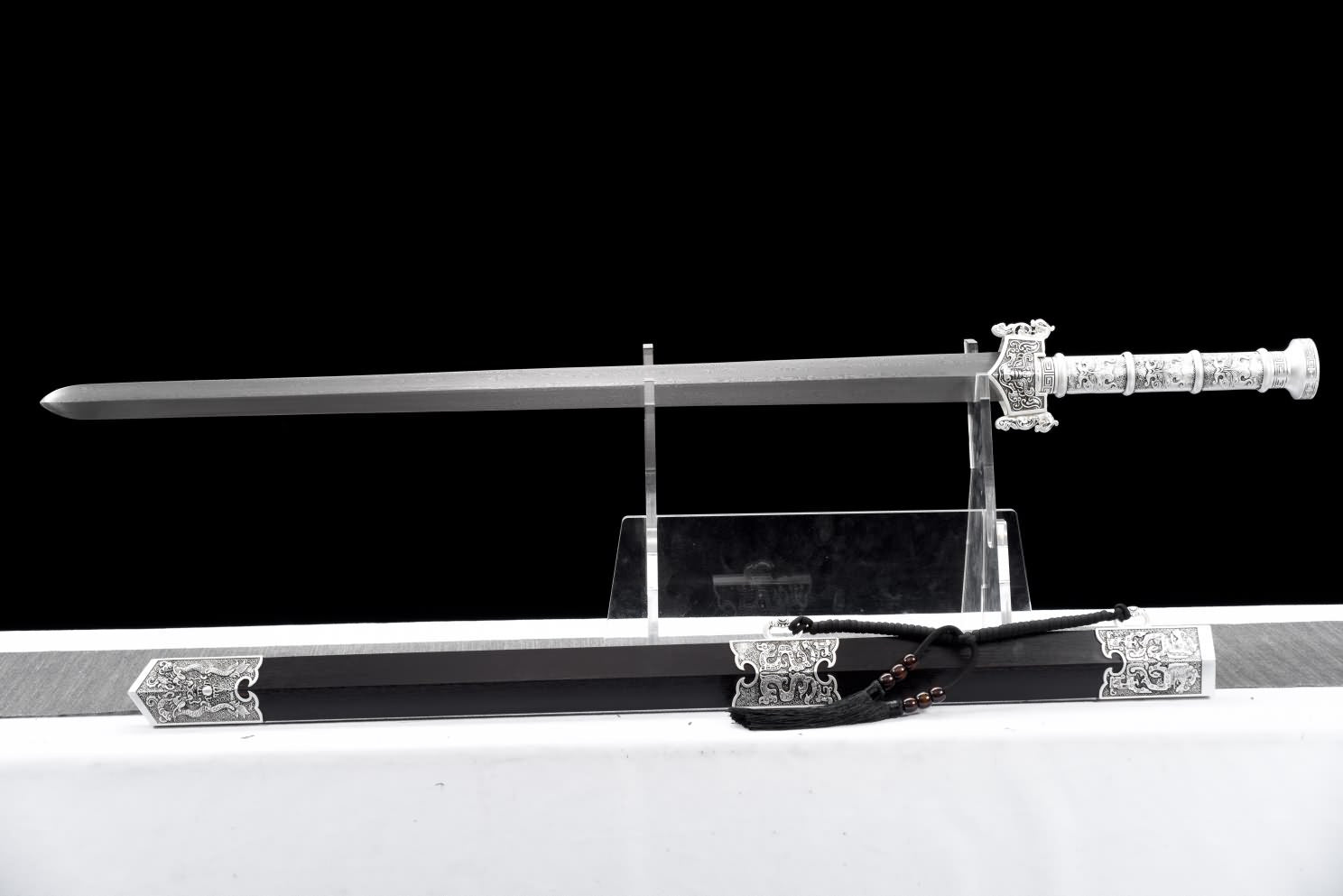 Chinese Swords Han jian Sword Real,Hand Forged Damascus Blades,Black ...