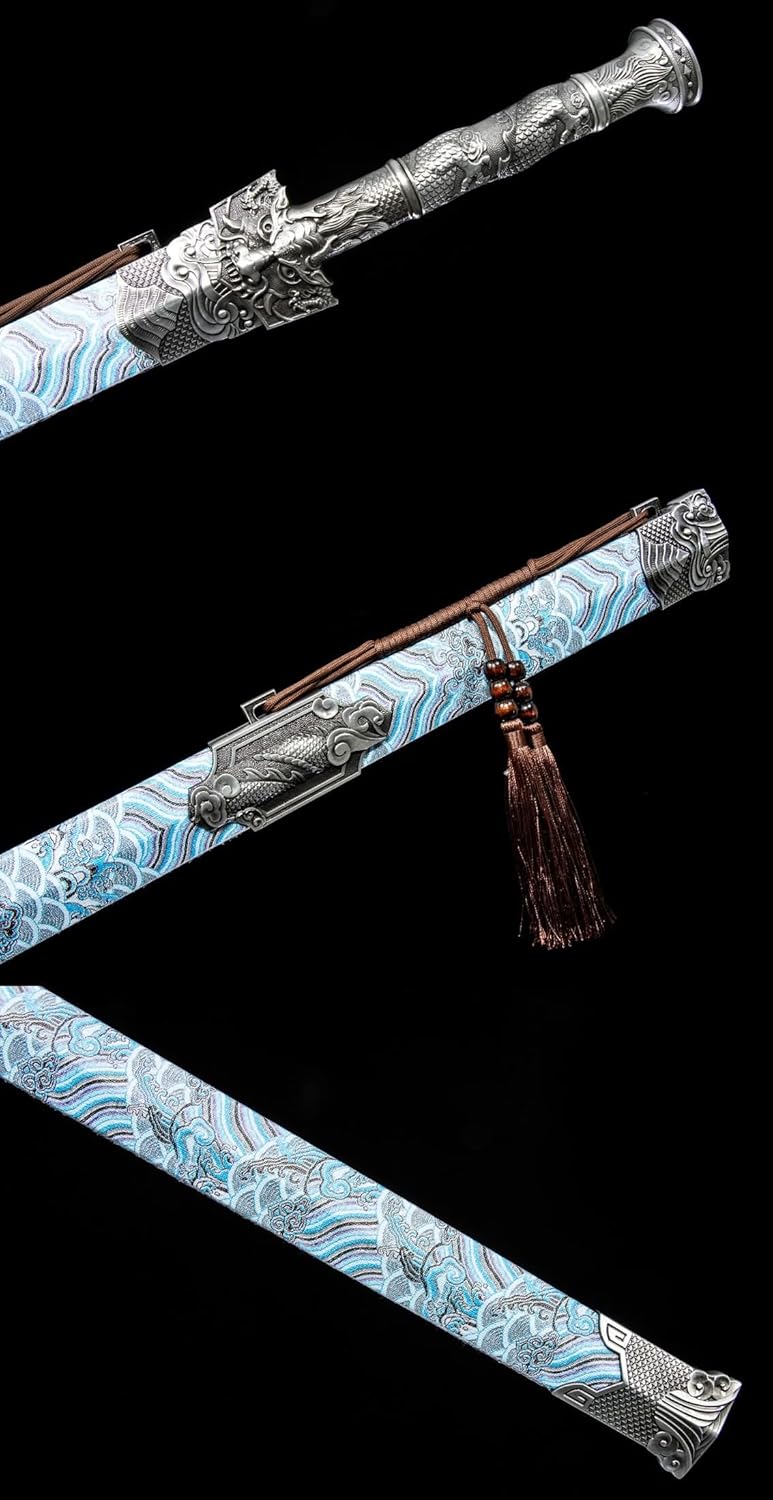 Forged Han Jian Sword–Blue-Etched High carbon Steel Blade, Wooden ...