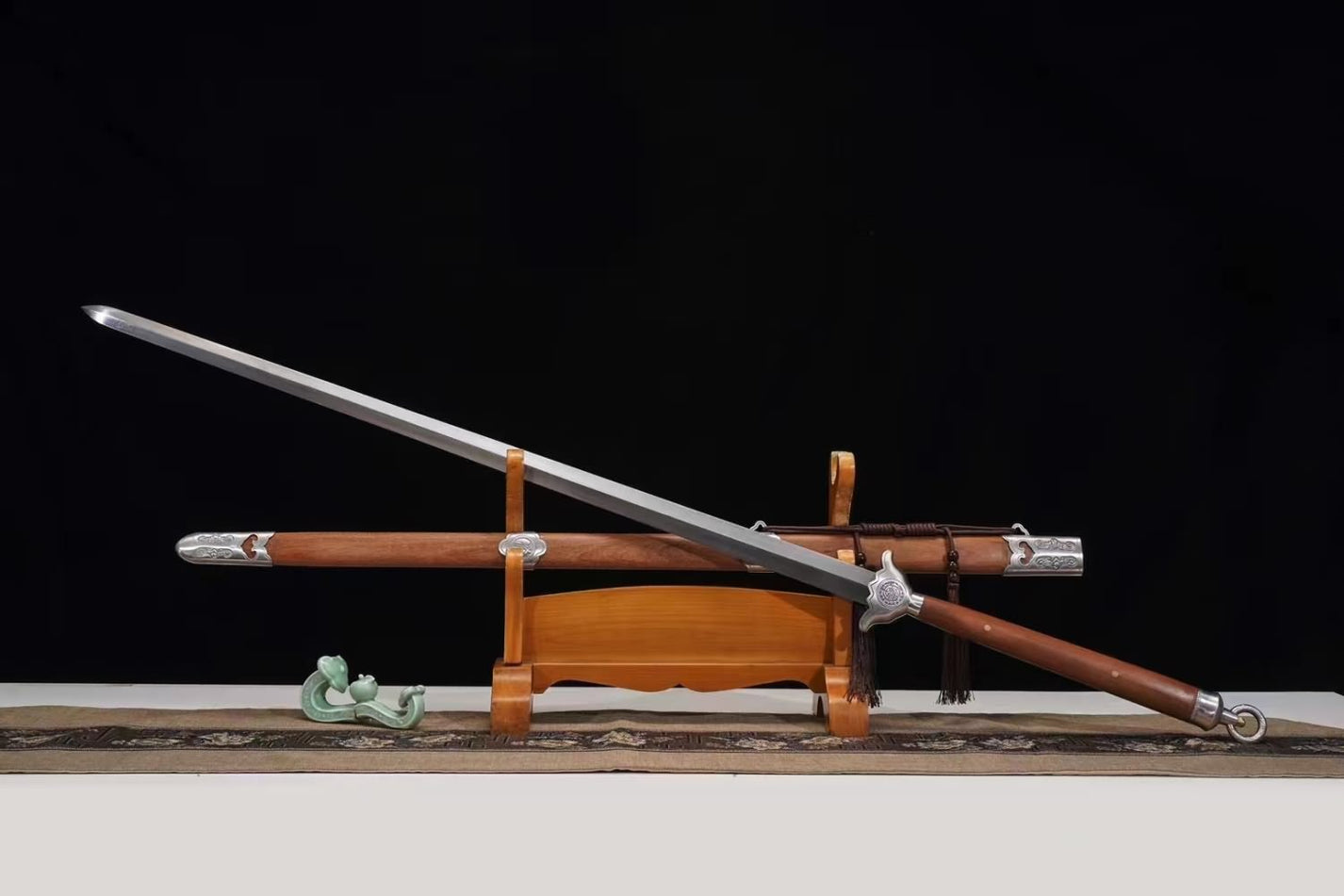 LOONGSWORD Chinese Two-Handed Sword Real(Forged Damascus Steel Blade ...