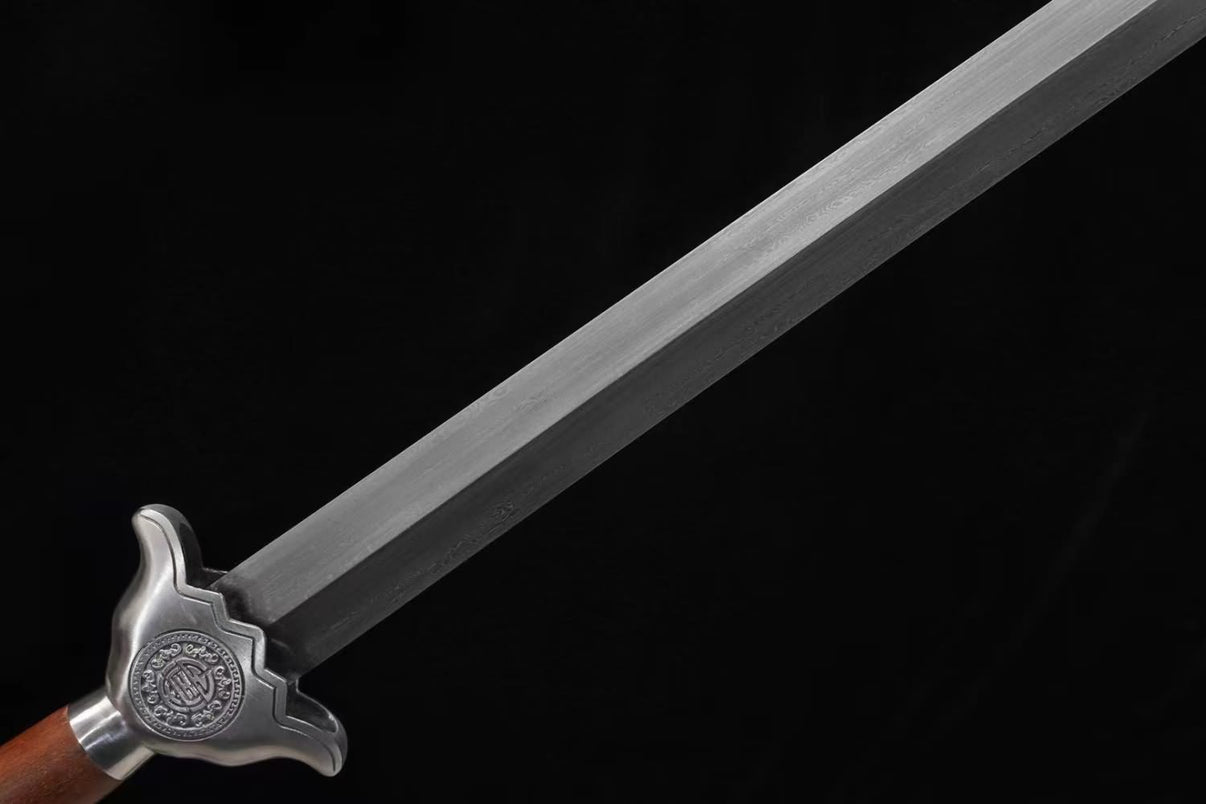 LOONGSWORD Chinese Two-Handed Sword Real(Forged Damascus Steel Blade ...