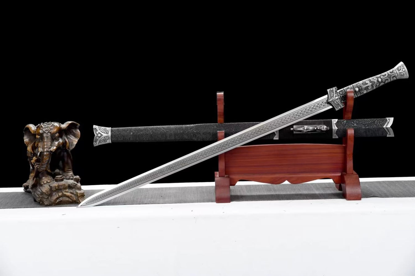 LOONGSWORD High Manganese Steel Etched Blade, Solid Wood scabbard ...