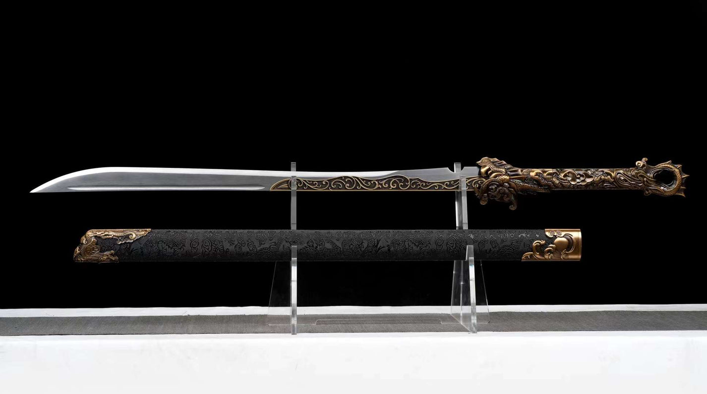 Hand-Forged Tang Dao Sword - 43" Heat-Treated Steel with Dragon Motifs ...