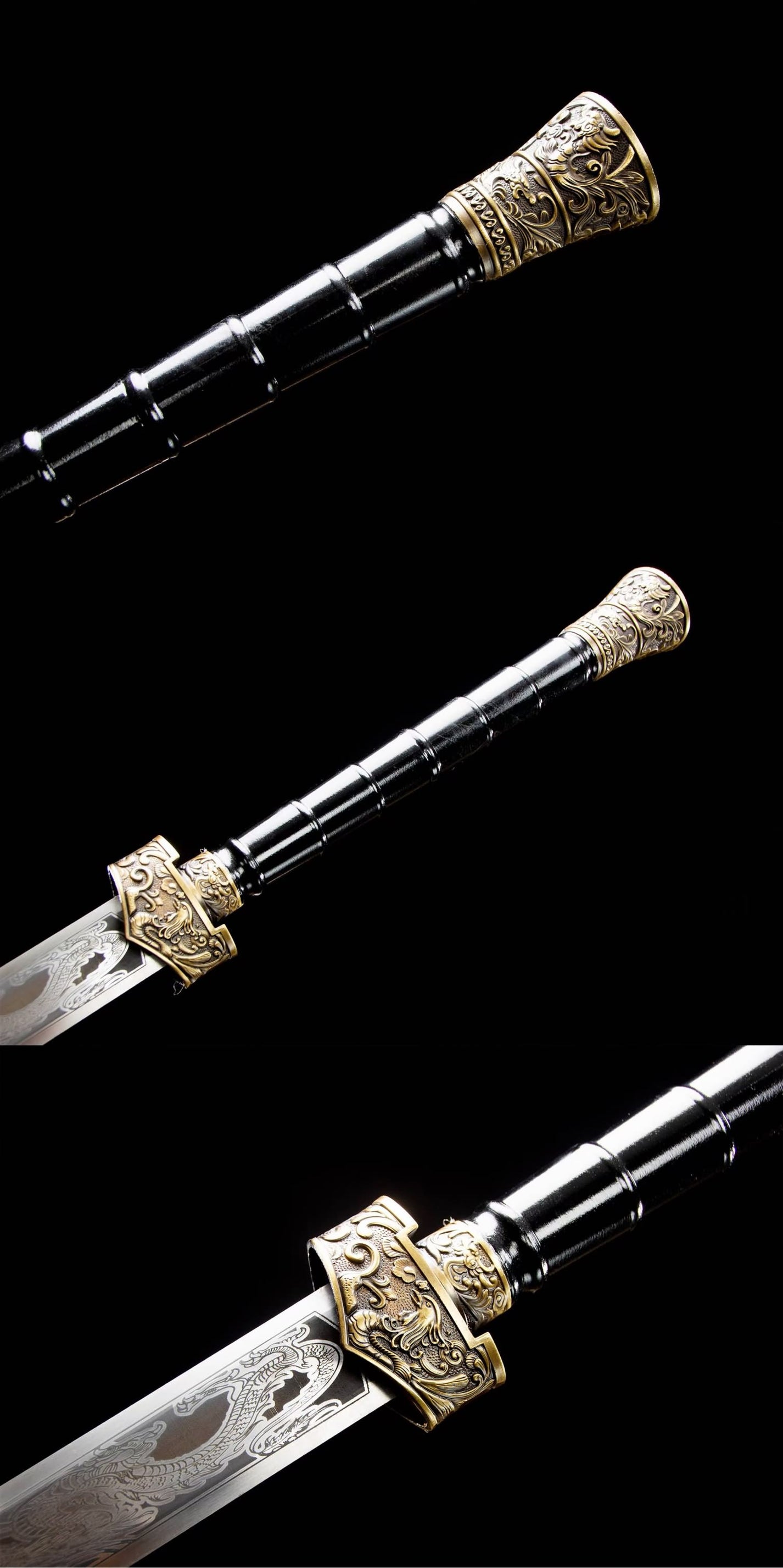 Traditional Chinese Han Sword with High Carbon Steel Etched Blade ...