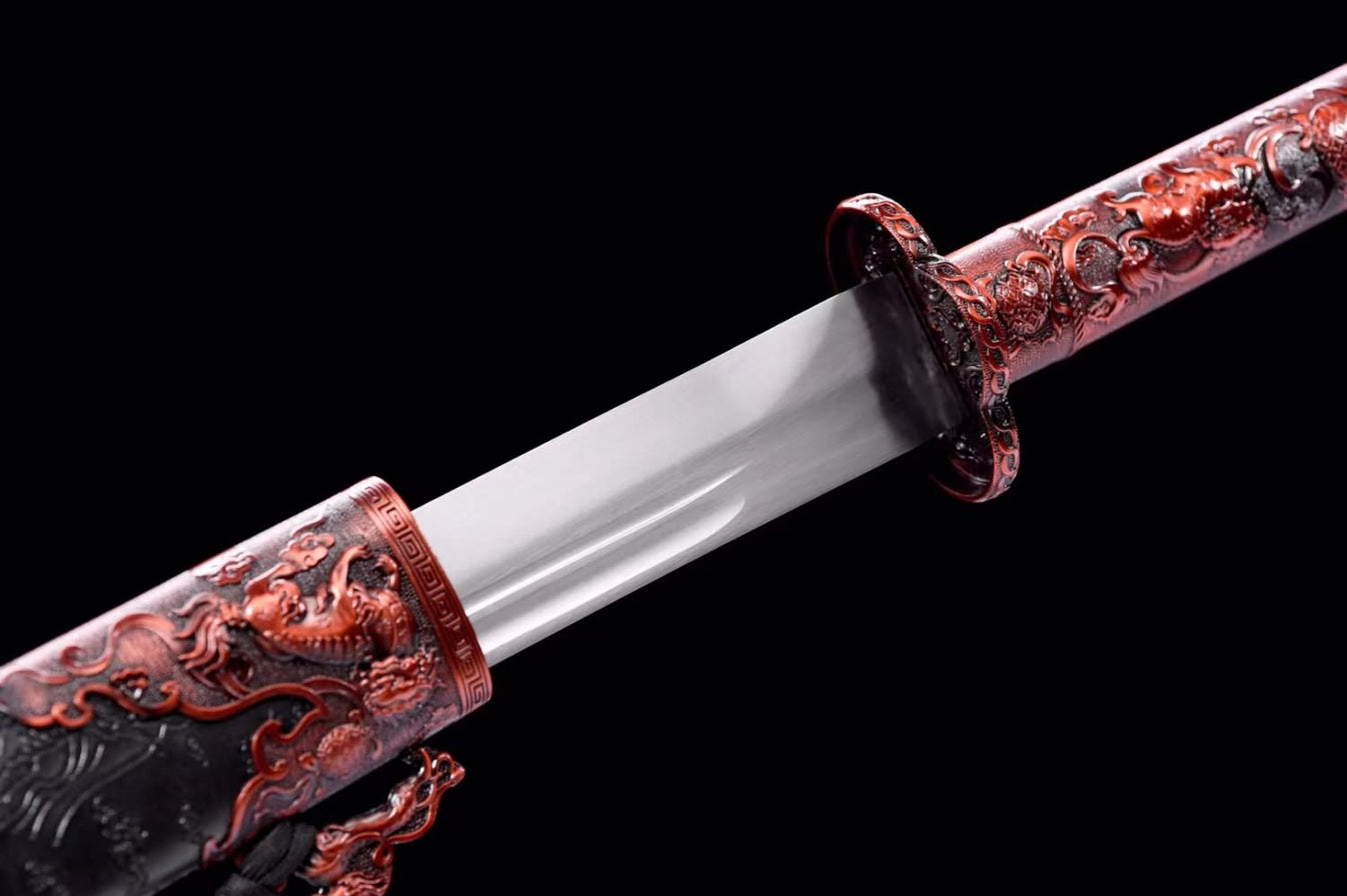 Traditional Chinese Qing Dao Sword-Spring Steel Blade,Red Alloy ...