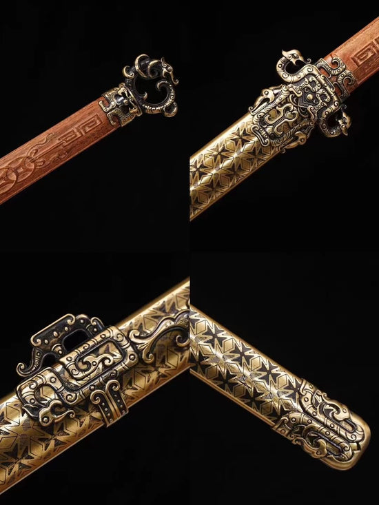 LOONGSWORD Chinese Sword Tang dao -Forged Damascus Steel Blade ...