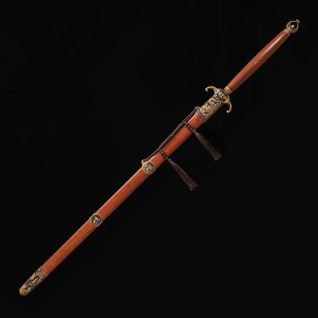 Dragon and Tiger Two-Handed Sword-Hand Forged Damascus Steel Blade ...