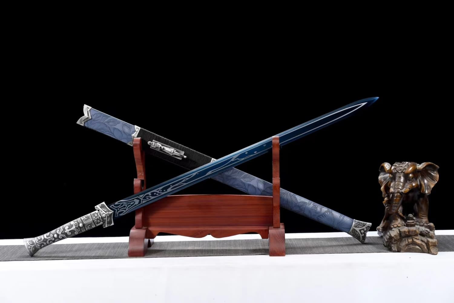 LOONGSWORD Chinese Han jian Sword-Forged High Carbon Steel Blade,Blue ...