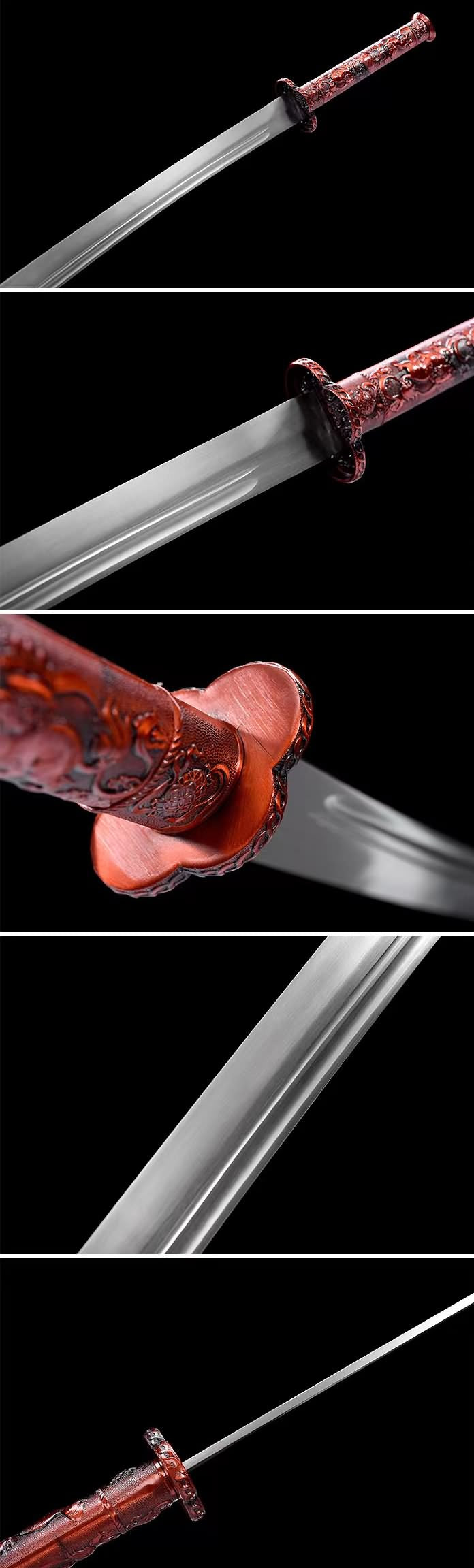 Traditional Chinese Qing Dao Sword-Spring Steel Blade,Red Alloy ...