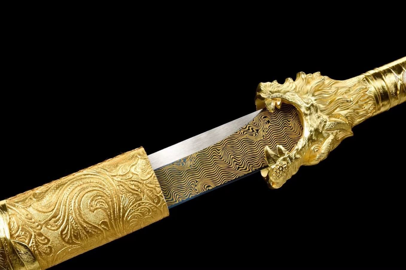 Chinese Swords,Golden Dragon Tang jian,Battle Ready,Hand Forged blade ...