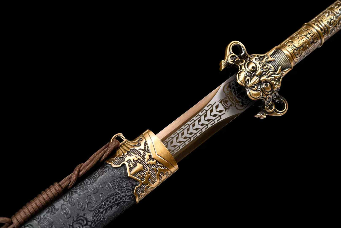Ring-Pommel Sword | High Manganese Steel Blade with Golden Etching | B ...