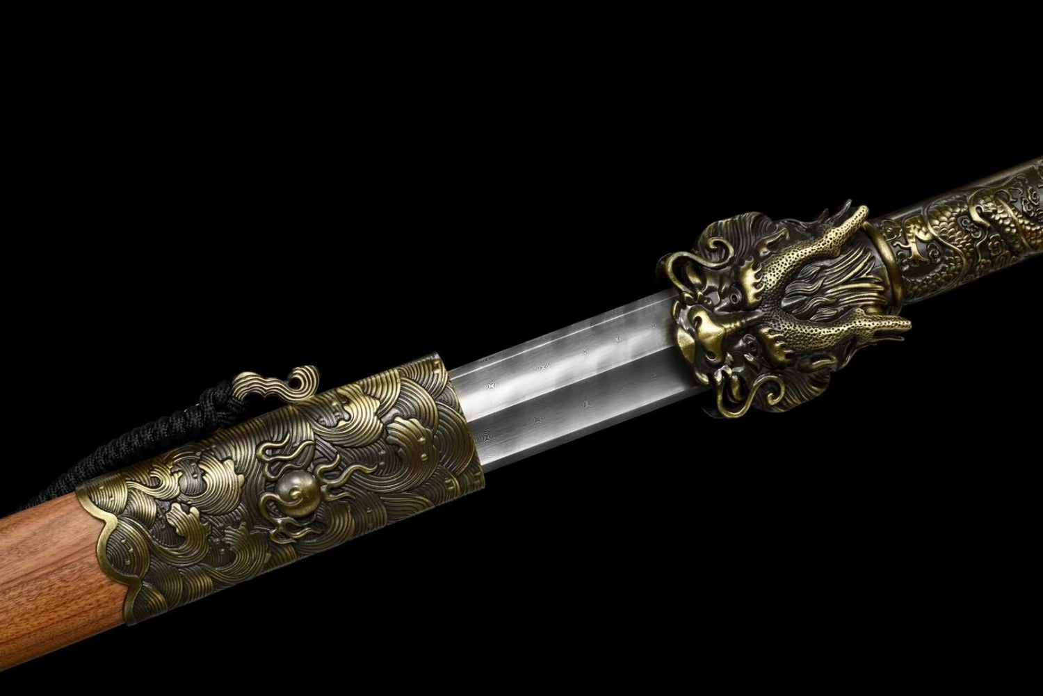 LOONGSWORD Handmade Damascus Steel Sword with Rosewood Scabbard ...