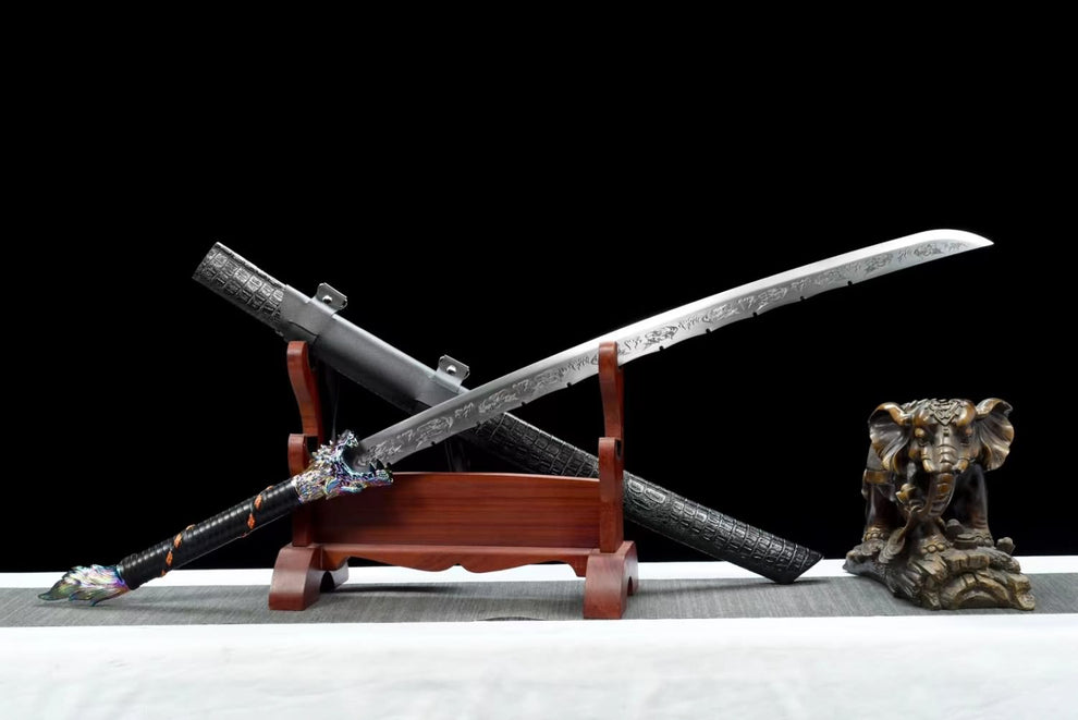 LONGSWORD Handcrafted Wolf-Head Broadsword with High Carbon Steel ...