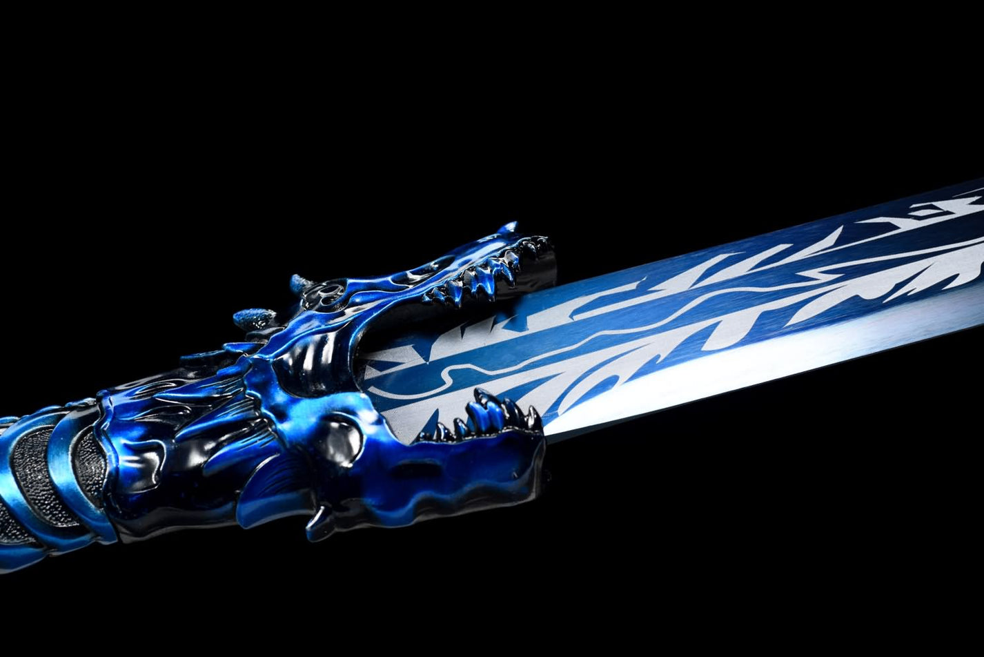 Chinese Swords Real Wolf Broadsword,Forged High Carbon Steel Blue Bla ...
