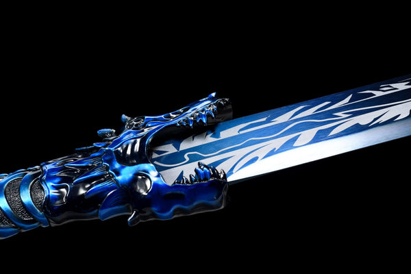 Chinese Swords Real Wolf Broadsword,Forged High Carbon Steel Blue Bla ...
