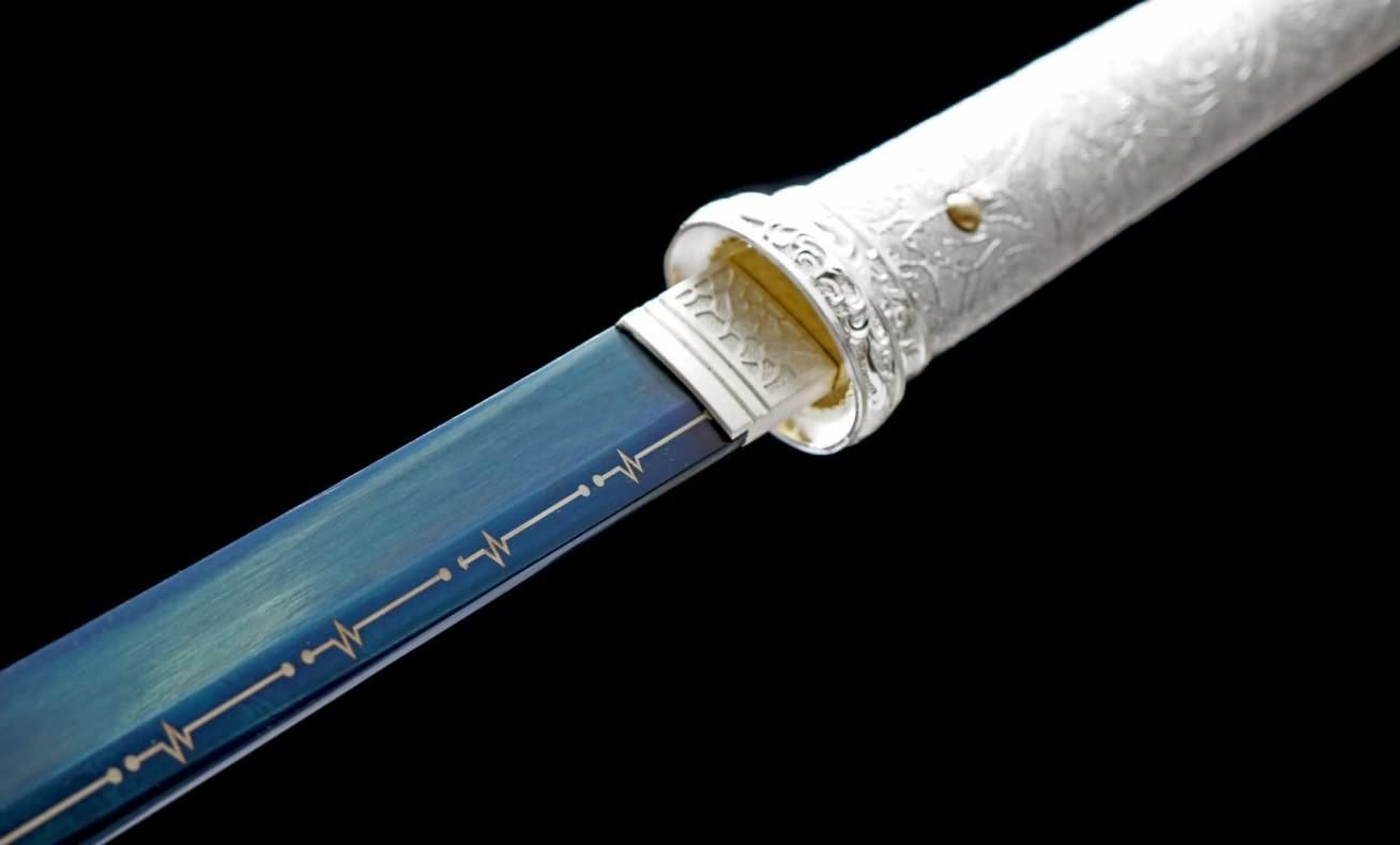 Handmade Tang Dao Sword Real Beat Saber High Carbon Steel Blade Silver ...