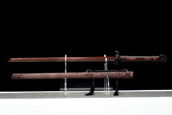 Chineae Swords Real,Red Dragon Tang dao Sword,Battle Ready Hand Forge ...