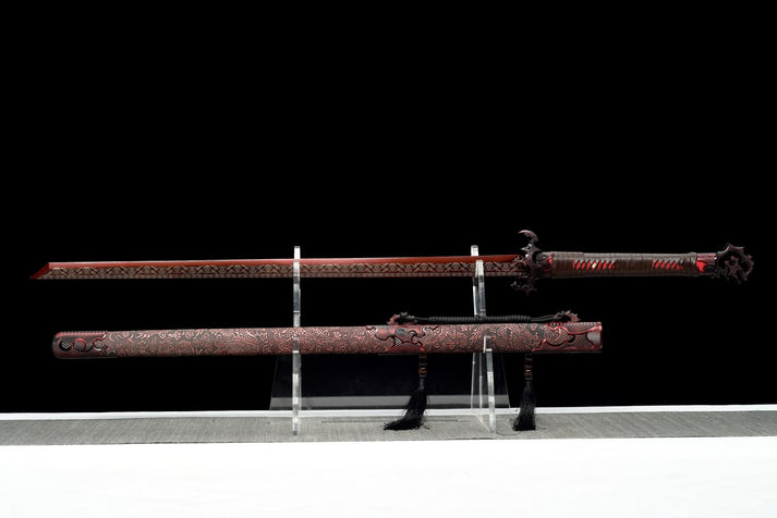 Chineae Swords Real,Red Dragon Tang dao Sword,Battle Ready Hand Forge ...