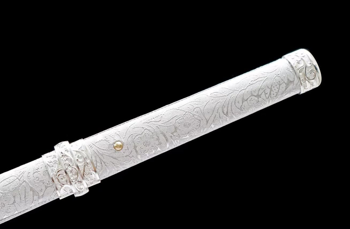 Handmade Tang Dao Sword Real Beat Saber High Carbon Steel Blade Silver ...