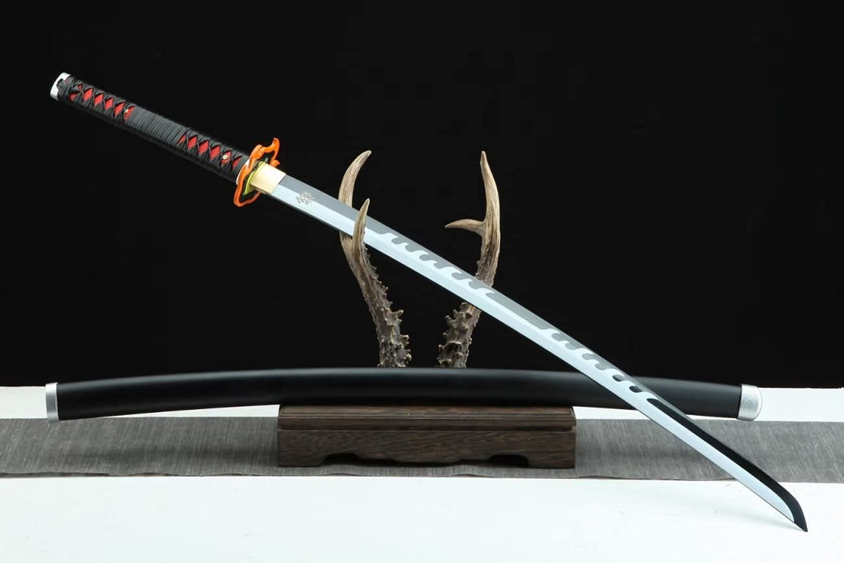 Cosplay Demon Slayer Samurai Sword Forged Medium Carbon Steel Katana ...