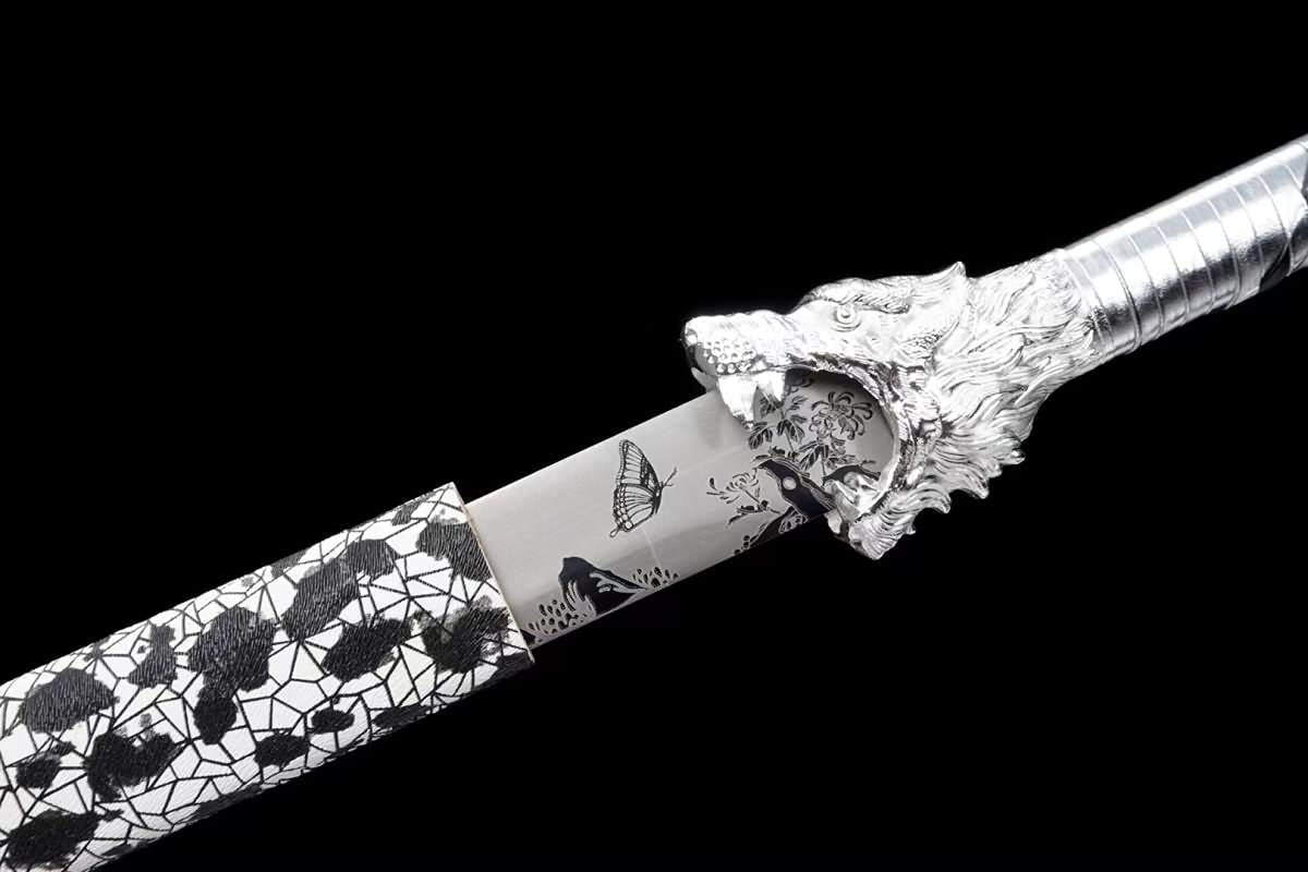 Chinese Sword,Wolf Head Machete,Forged high Carbon Steel Silver Blades ...