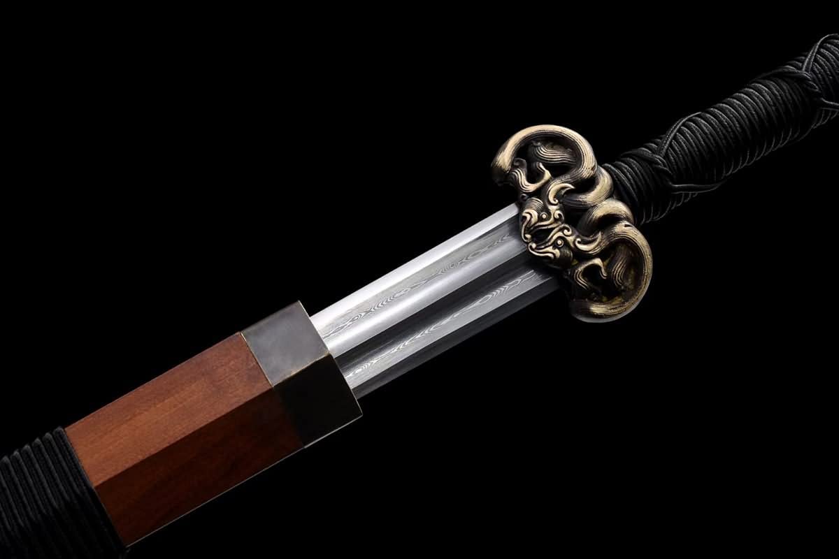 Han Sword Damascus Steel bade,Brass fittings Battle Ready,Chinese Sword ...