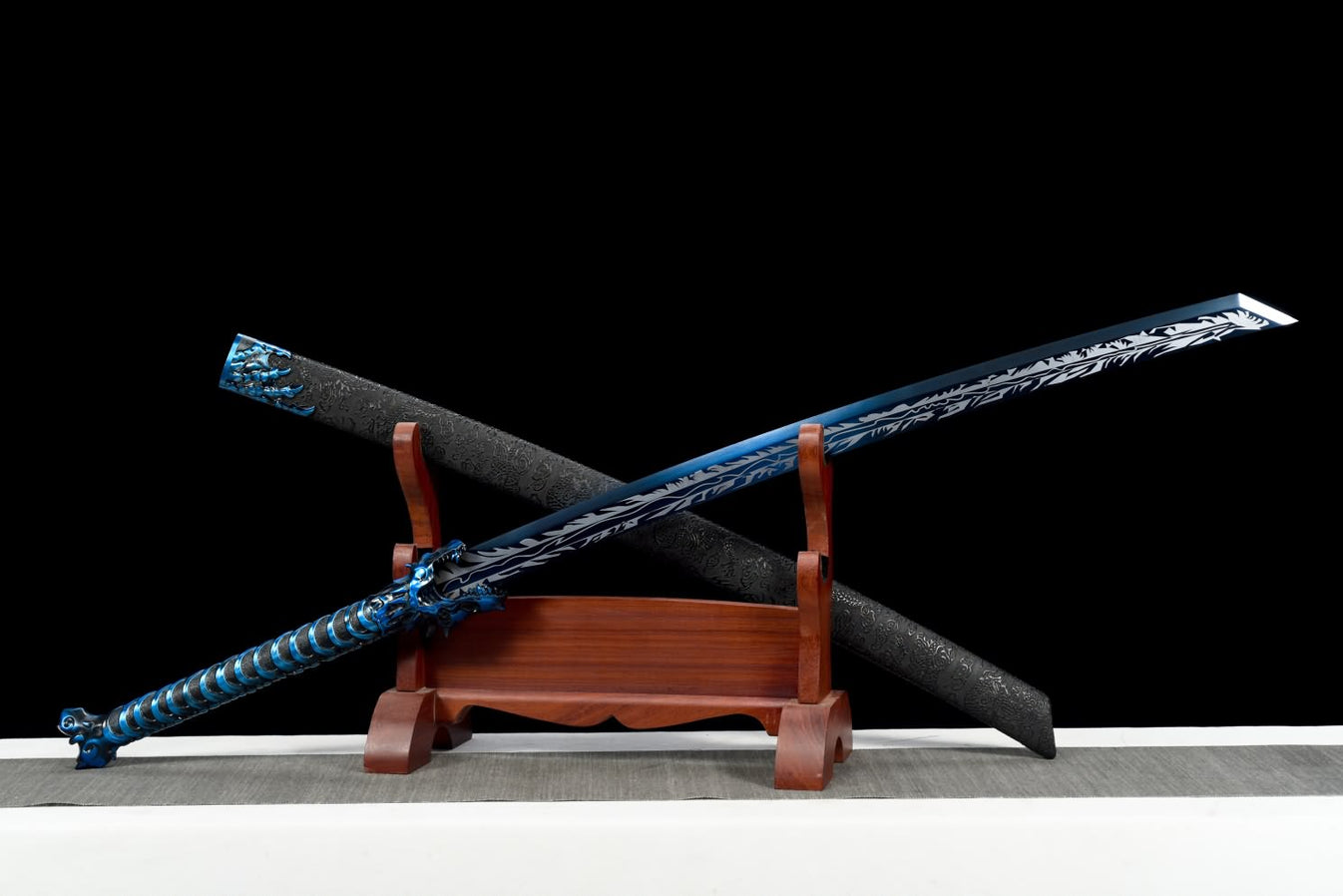 Chinese Swords Real Wolf Broadsword,Forged High Carbon Steel Blue Bla ...