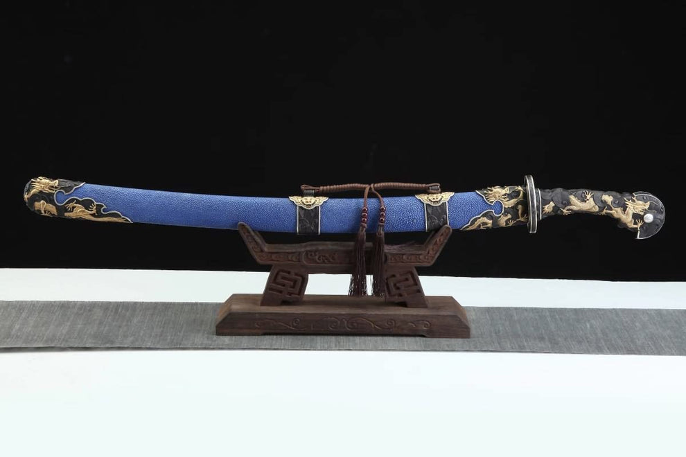 Dragon Dao,Battle Ready,Forged Damascus Steel Blade,Skin Scabbard ...