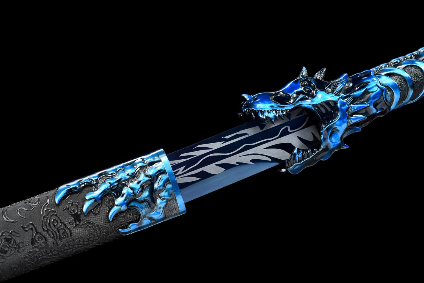 Chinese Swords Real Wolf Broadsword,Forged High Carbon Steel Blue Bla ...